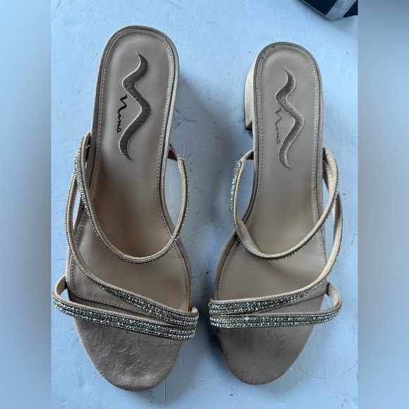 Nina | Shoes | Nina Womens Sparkling Beige Strappy Heels | Poshmark
